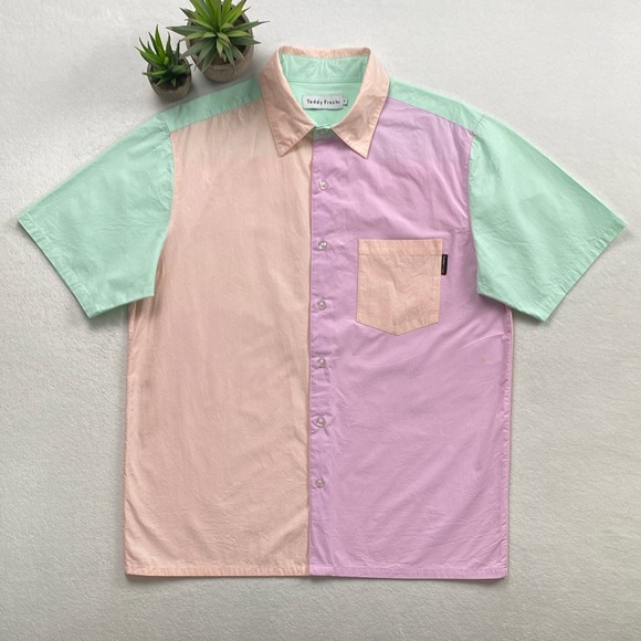 Teddy Fresh | Shirts | Teddy Fresh Pastel Colorblock Short Sleeve ...
